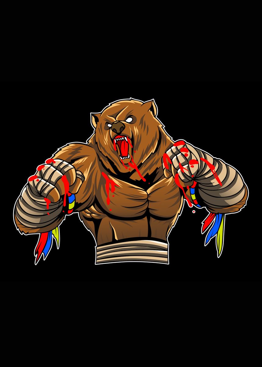 'Halfbody bear fighter' Poster, picture, metal print, paint by Cao Thi ...