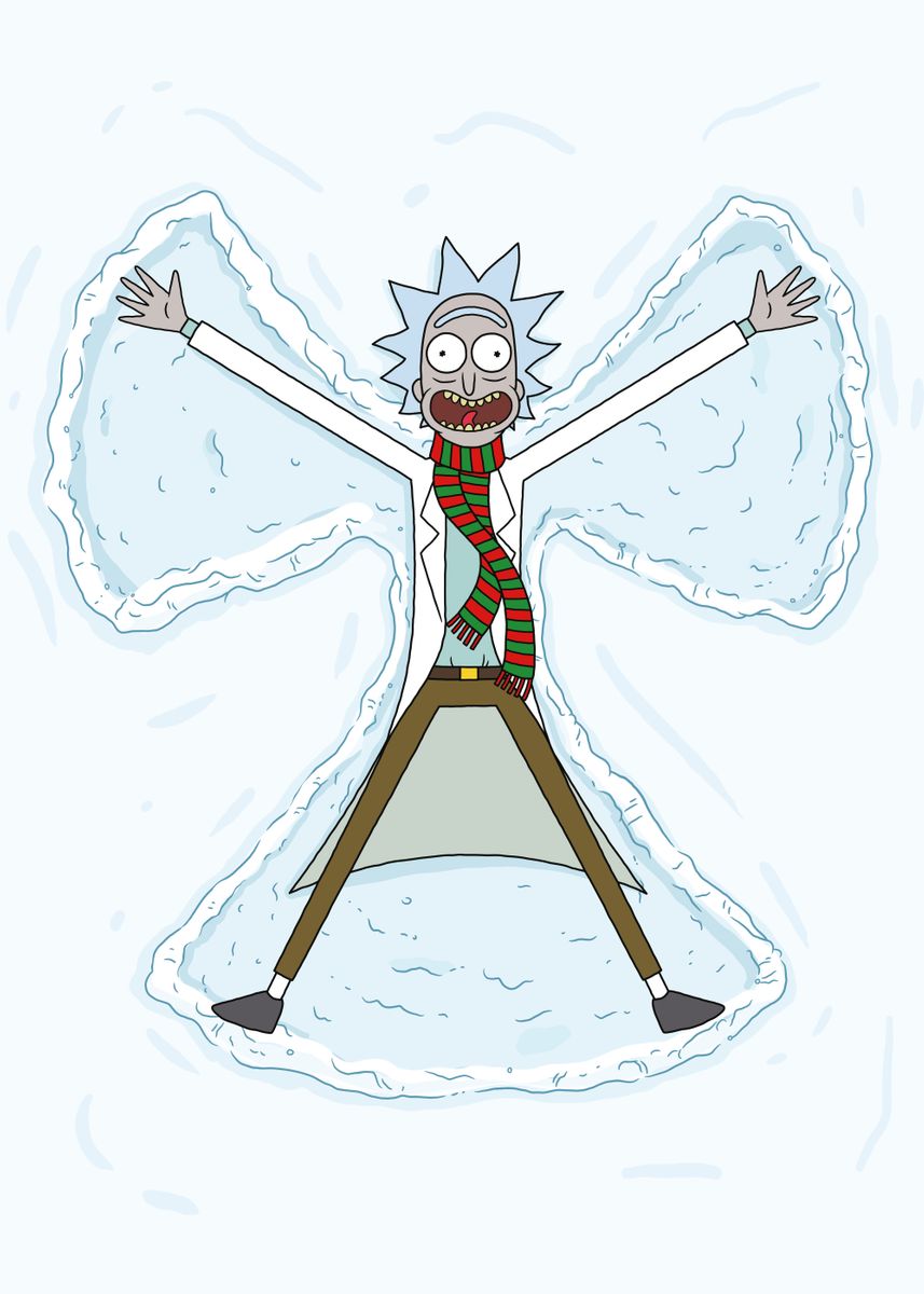 'Snow Angel Rick' Poster, picture, metal print, paint by Rick and Morty ...