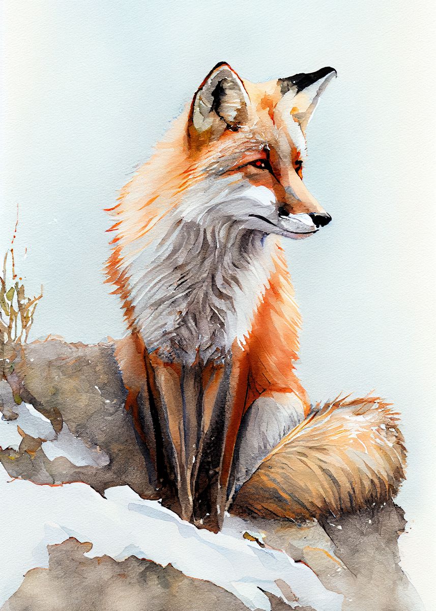 'Arctic Red Fox' Poster, picture, metal print, paint by Alexandru ...