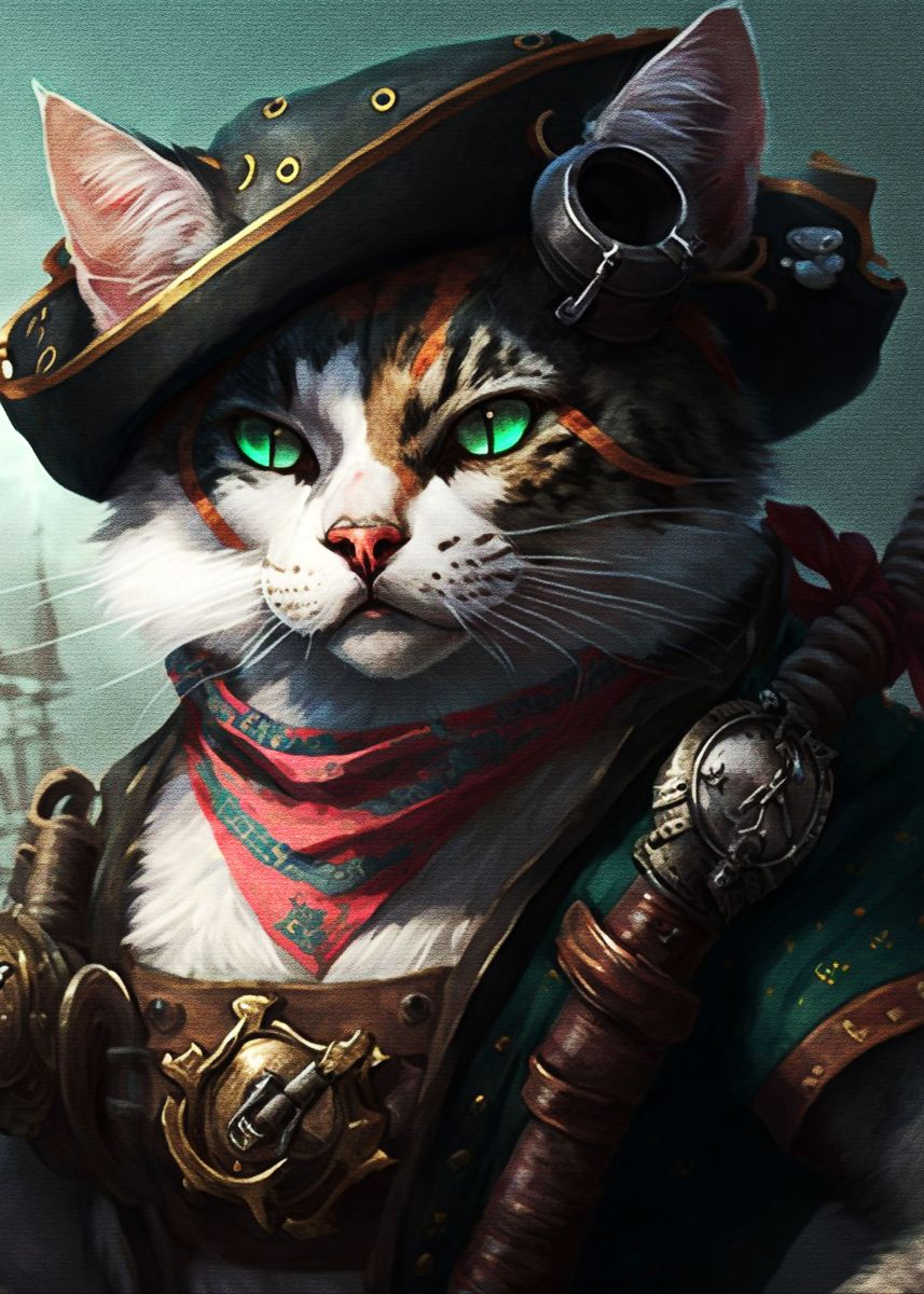 'Captain Cat' Poster, picture, metal print, paint by Muh Asdar | Displate