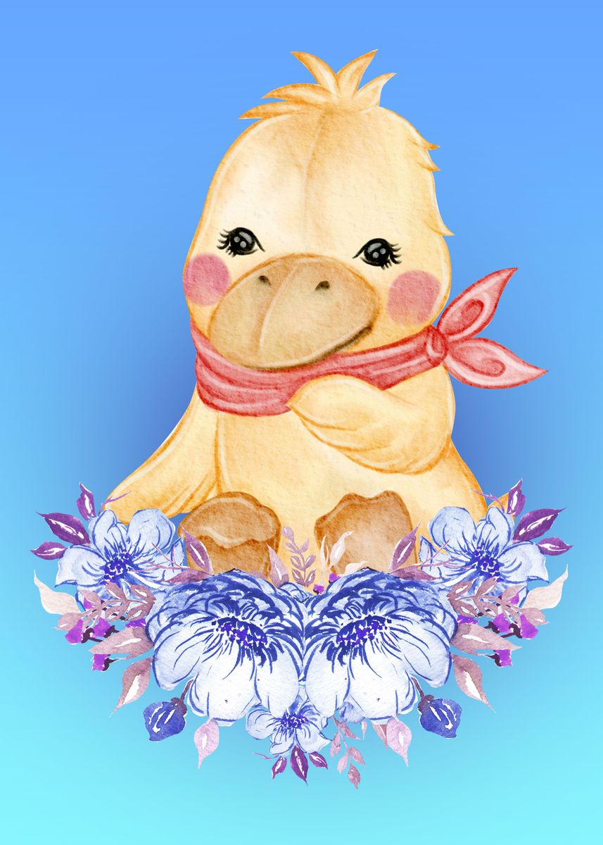 'baby duck duckling' Poster, picture, metal print, paint by tricky dee ...