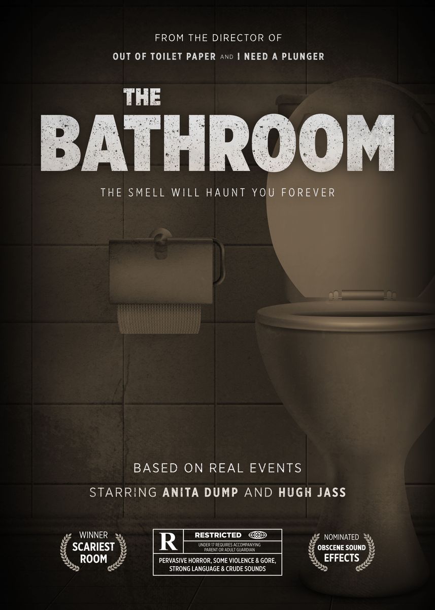 'The Bathroom Funny Horror' Poster, picture, metal print, paint by ...