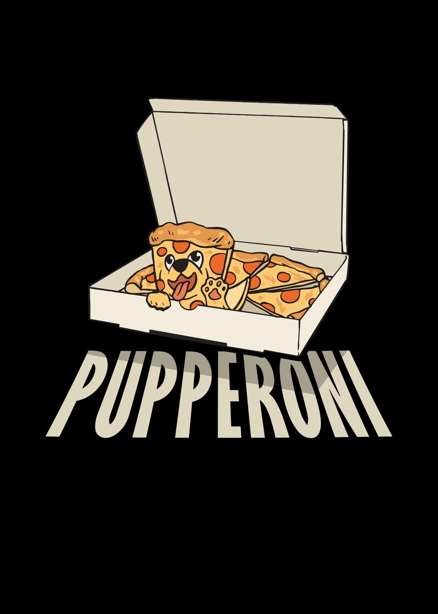 'Dog Puppy Pizza Box' Poster, picture, metal print, paint by Michael ...