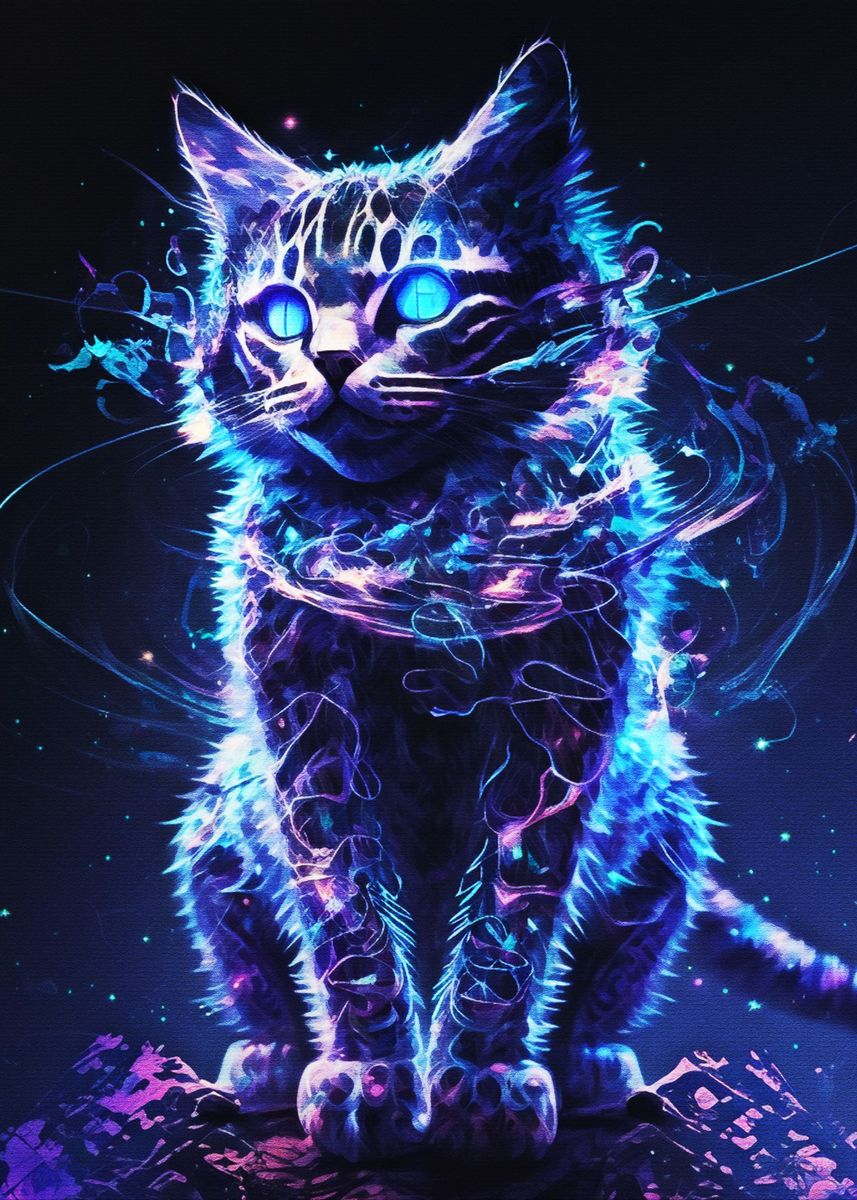 'Paint Glitching Cat' Poster by Muh Asdar | Displate