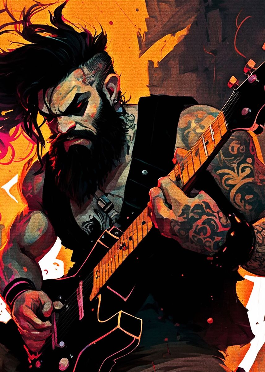 'Rocker Guitar' Poster, picture, metal print, paint by Muh Asdar | Displate