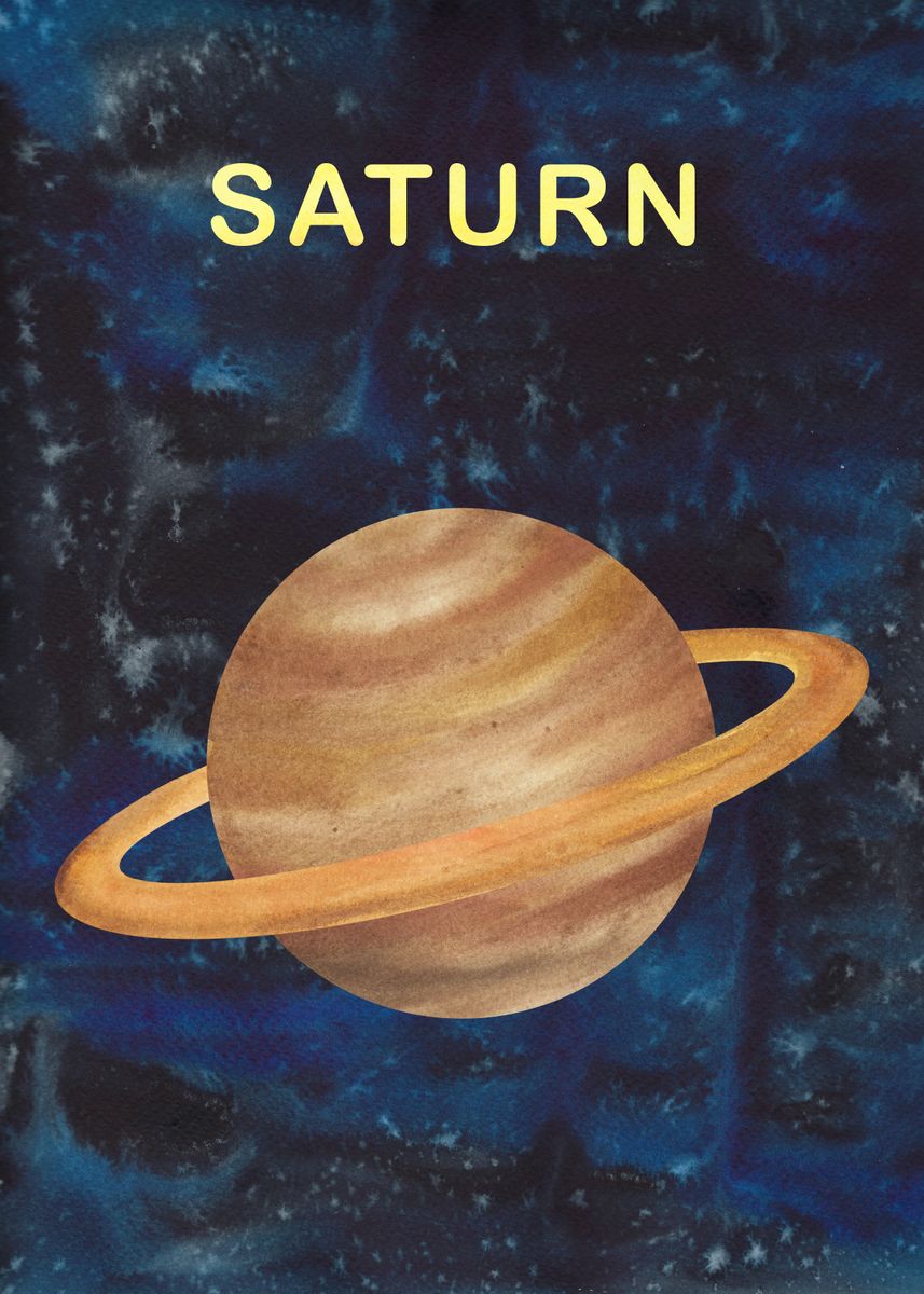 'Saturn Watercolour ' Poster, picture, metal print, paint by Pulp Cover ...