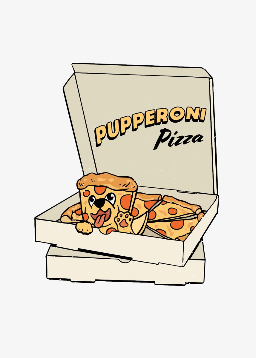 'Dog Puppy Pizza Box' Poster, picture, metal print, paint by Michael ...