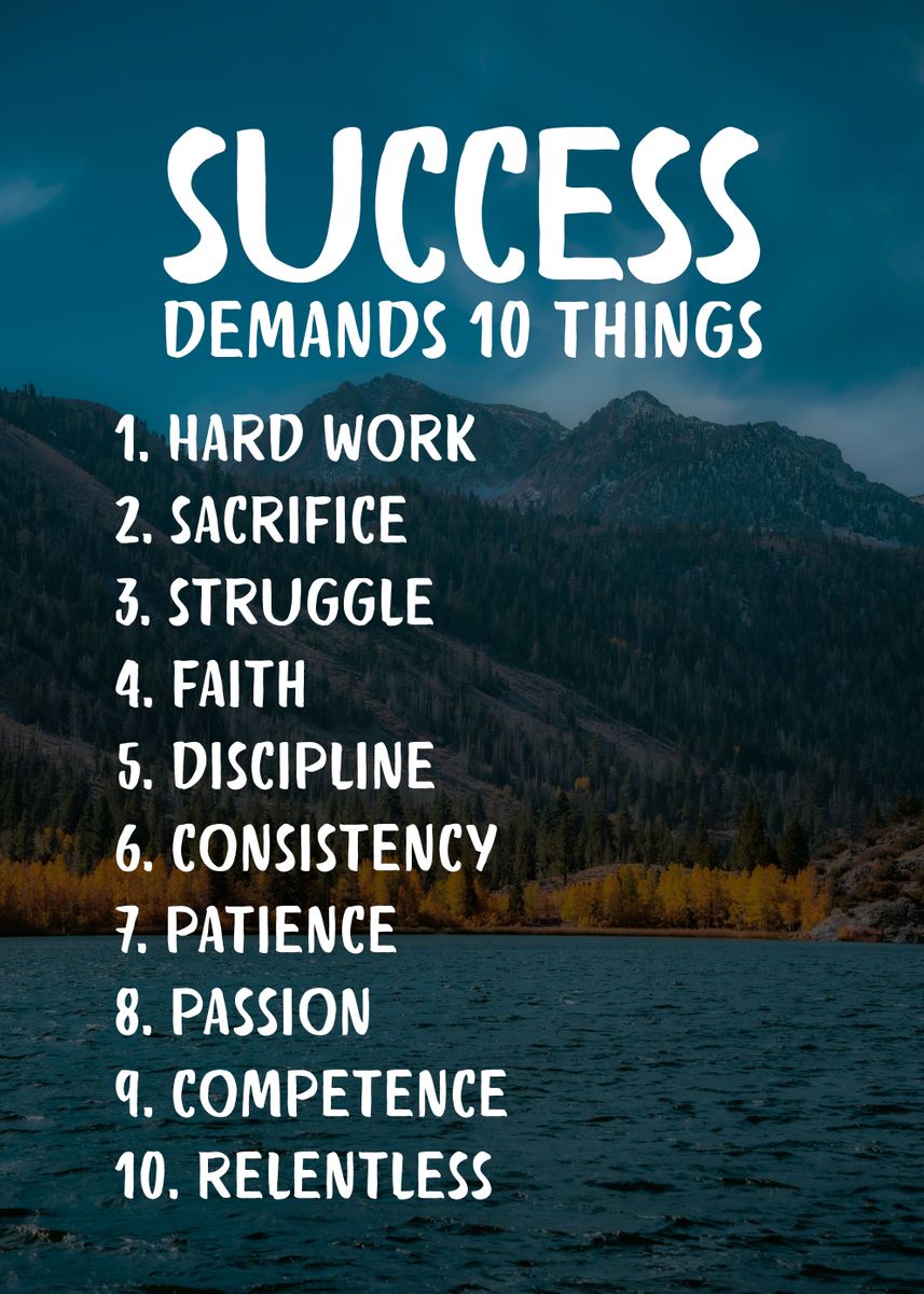 '10 Things to Success' Poster by Naui Art | Displate