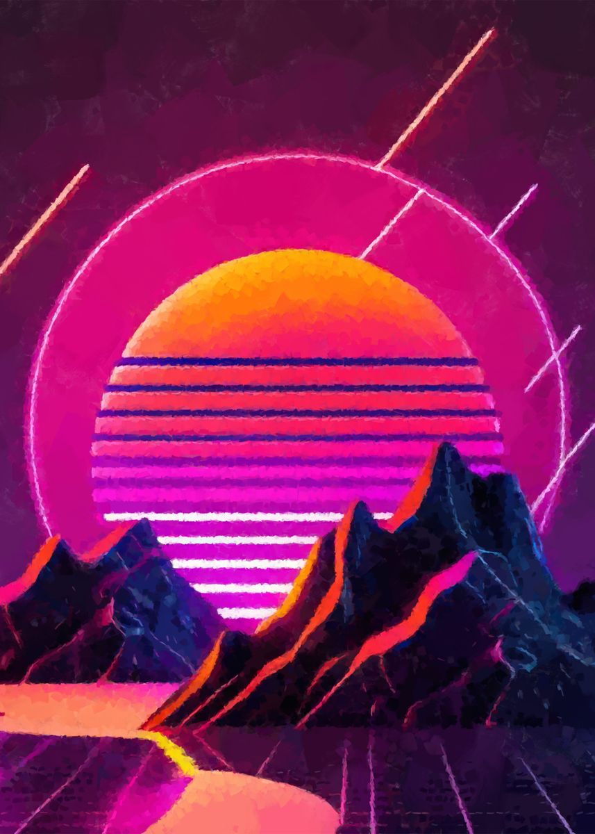 'Vaporwave landscape' Poster, picture, metal print, paint by Evgenuy ...