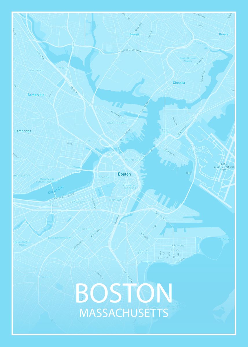 'BOSTON MASSACHUSETTS MAP' Poster by One Line Artist | Displate