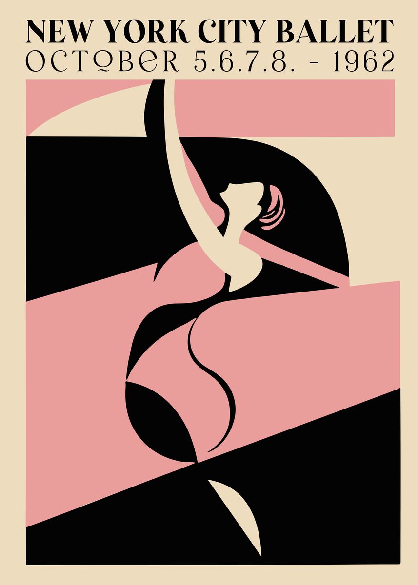 'Pink Geometric Ballet Art' Poster, picture, metal print, paint by BluePinkPanther | Displate