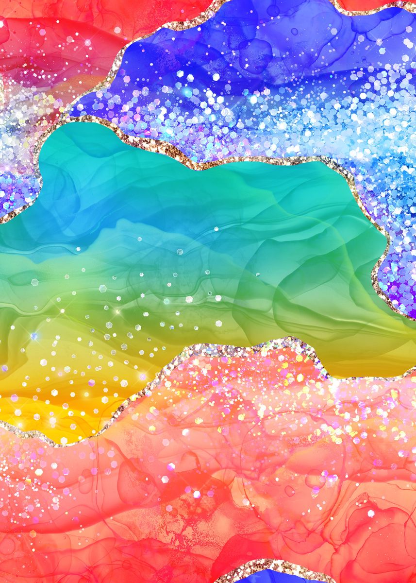'Rainbow Glitter Agatr 03' Poster, picture, metal print, paint by Aloke ...