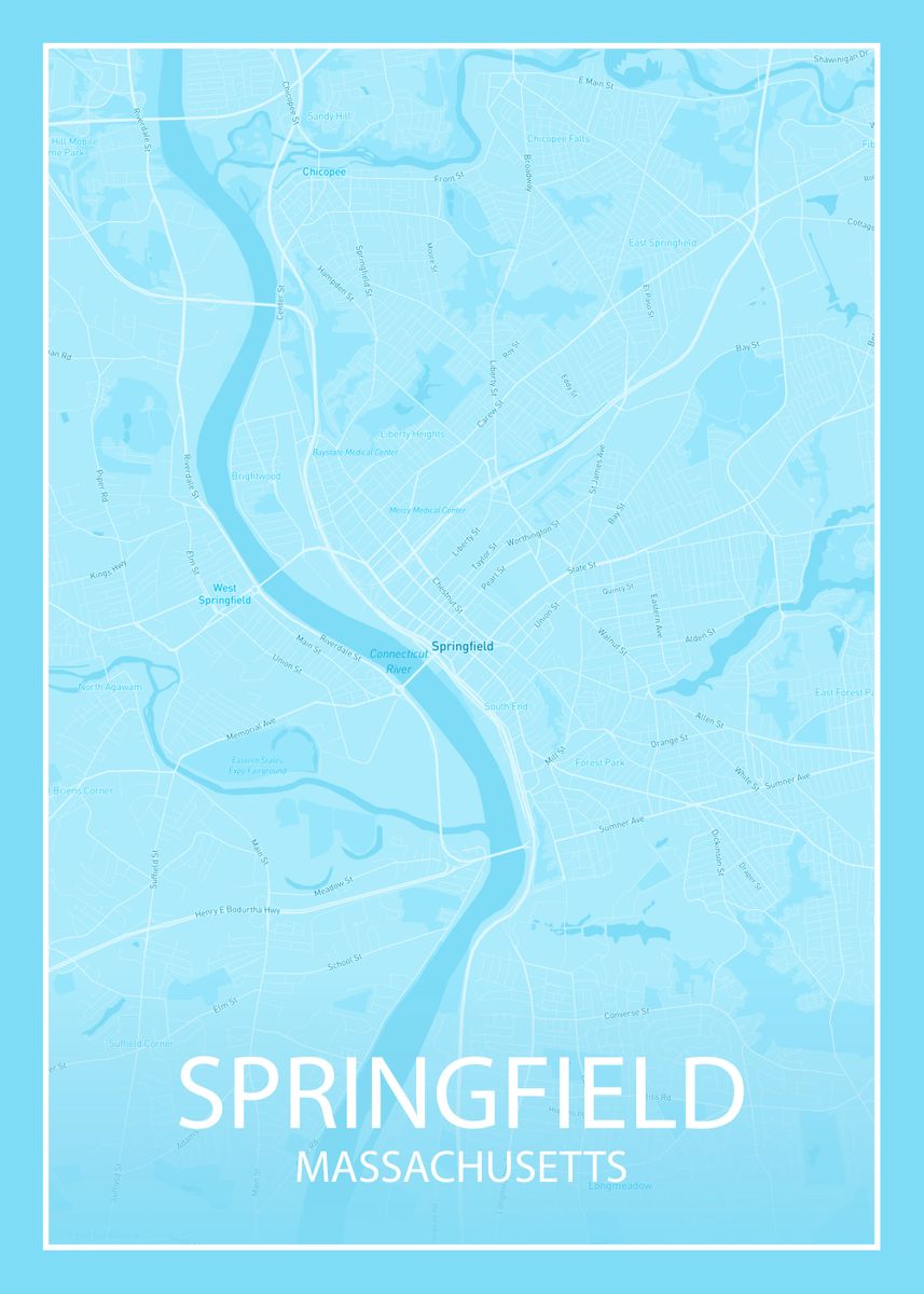 'SPRINGFIELD MASSACHUSETTS' Poster, picture, metal print, paint by One ...