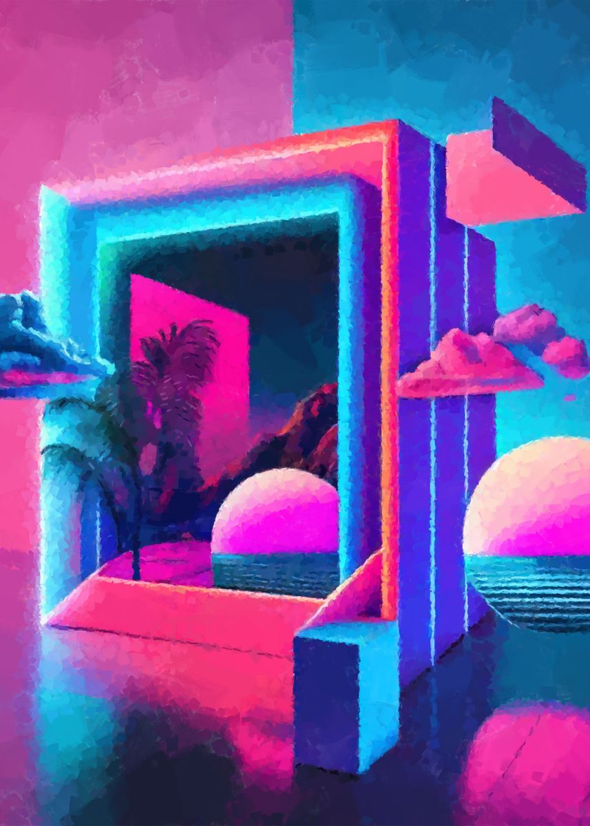'Vaporwave portal' Poster by Evgenuy Merkushov | Displate
