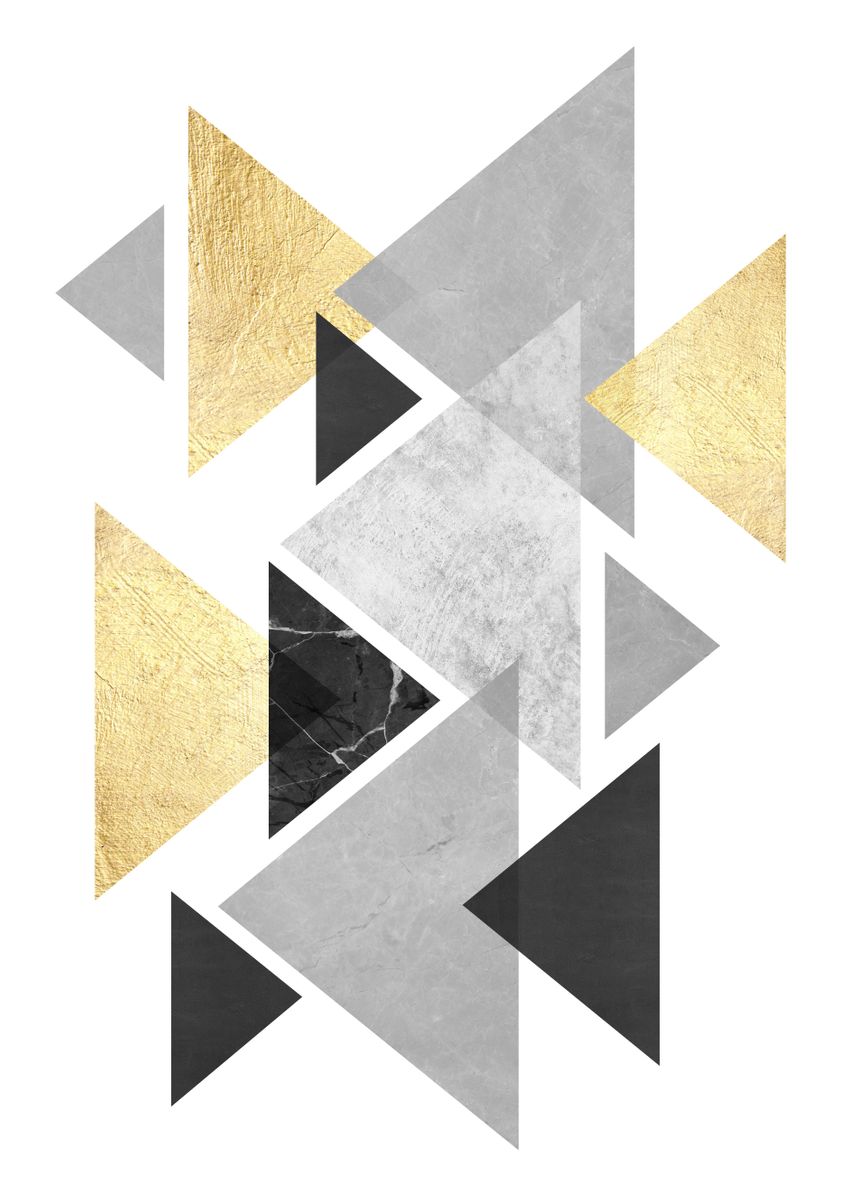 'Golden triangles 2' Poster, picture, metal print, paint by Vitor Costa ...