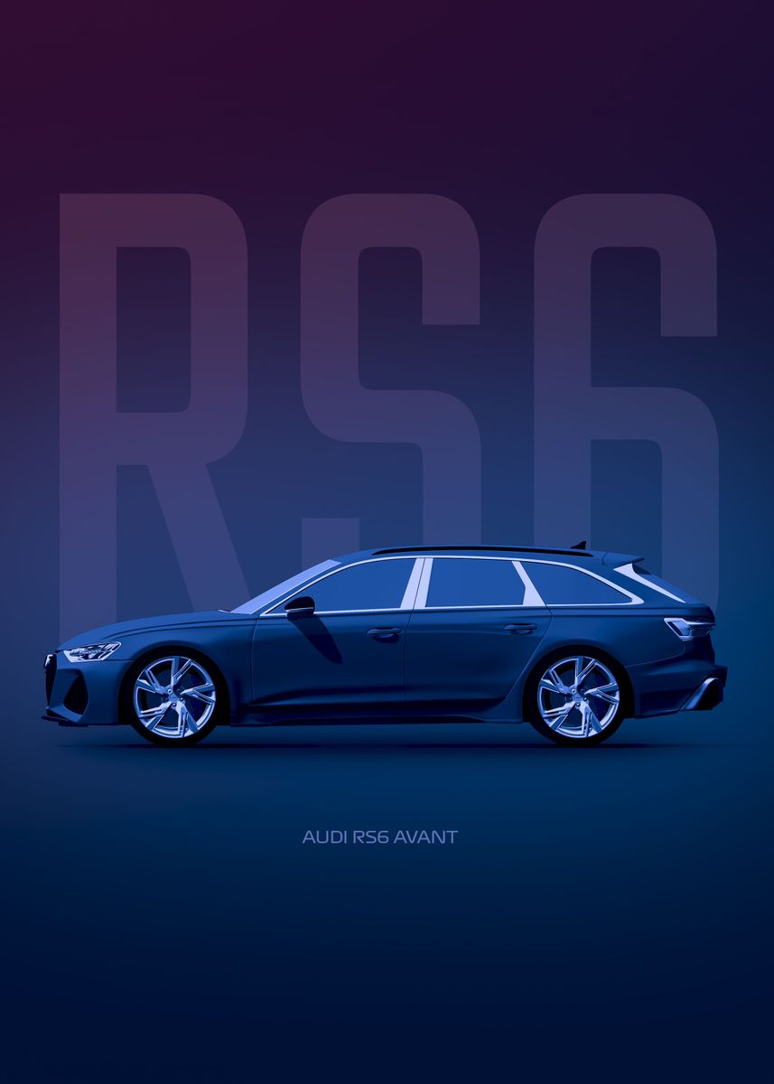 'Audi RS6 Avant' Poster, picture, metal print, paint by Basues | Displate