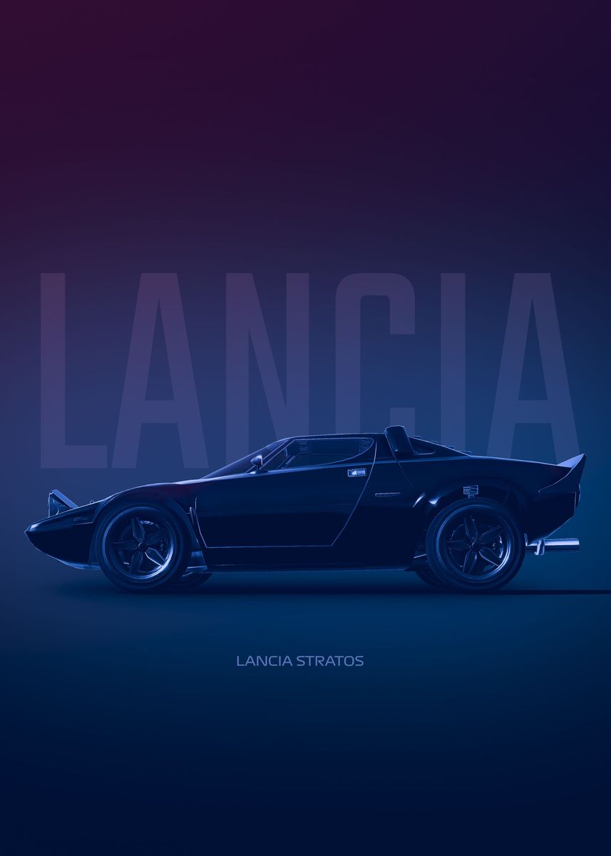 'Lancia Stratos' Poster, picture, metal print, paint by Basues | Displate