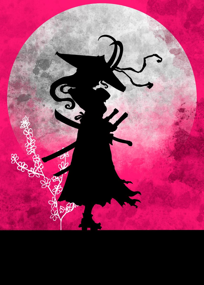 'Female Samurai Pink ninja' Poster, picture, metal print, paint by ...