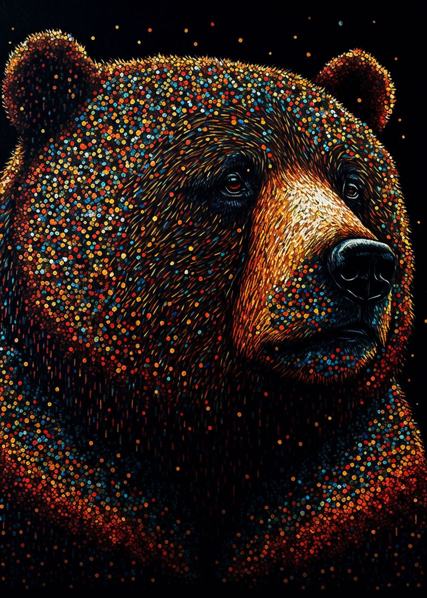'Splash Paint Bear' Poster, picture, metal print, paint by Coffee ...