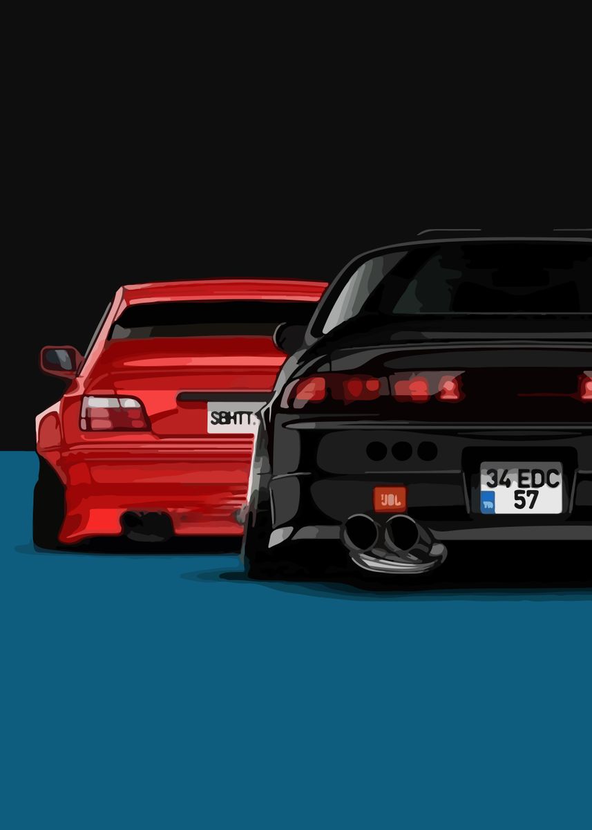 'Racing cars' Poster, picture, metal print, paint by CyberGeek | Displate