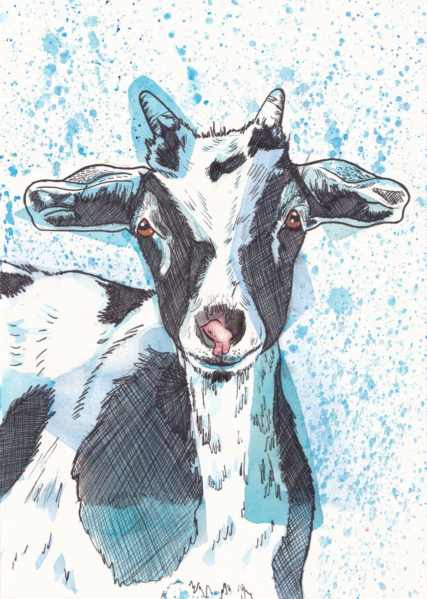 'Gary the goat' Poster, picture, metal print, paint by Robyn Heath ...