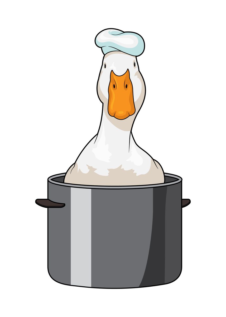 'Duck Chef Cooking pot' Poster, picture, metal print, paint by Markus ...