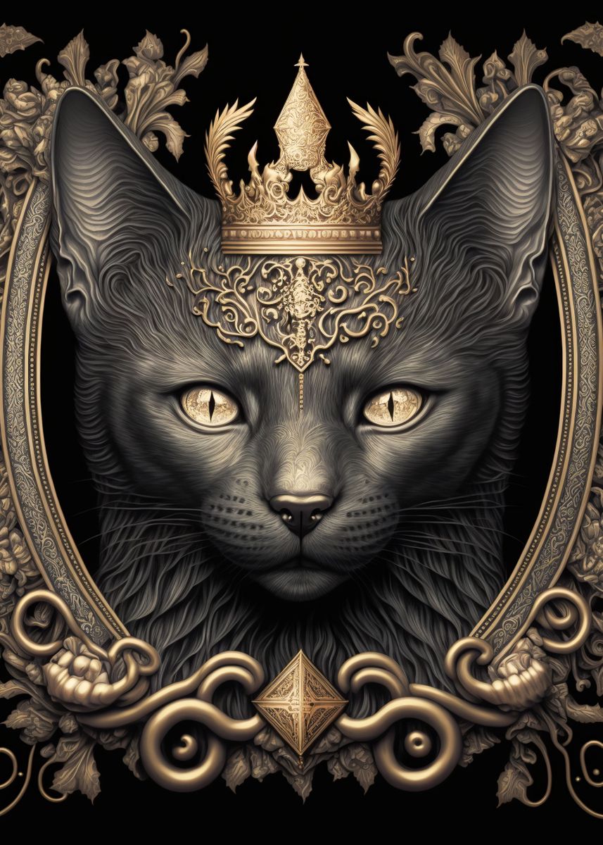 'King Cat Golden Art Deco' Poster, picture, metal print, paint by Luong ...