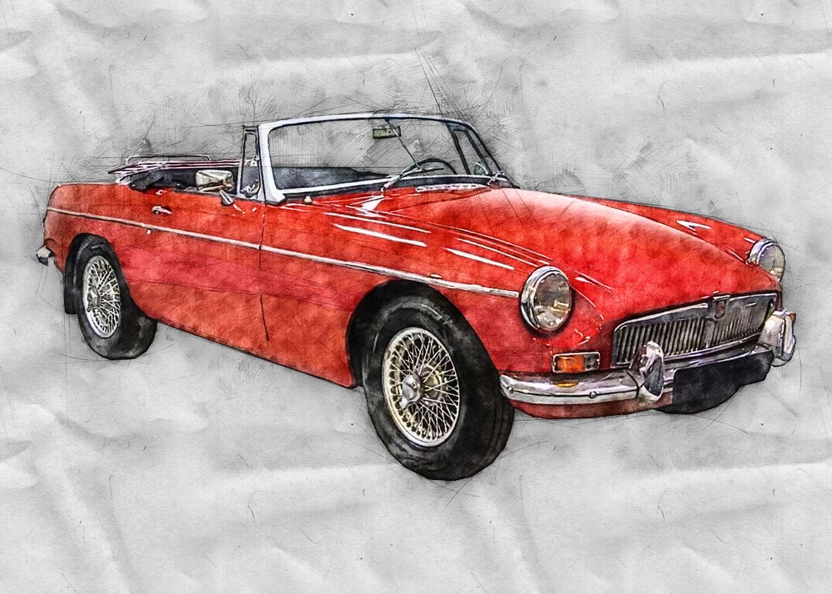 '1965 MG MGB' Poster by Pixxelworks Florian Schaller | Displate