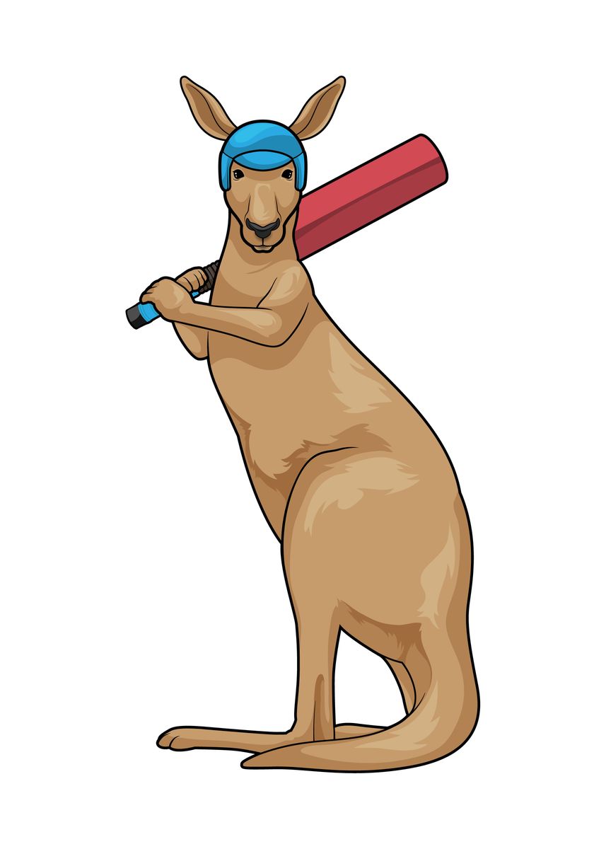 'Kangaroo Cricket Sports' Poster by Markus Schnabel | Displate