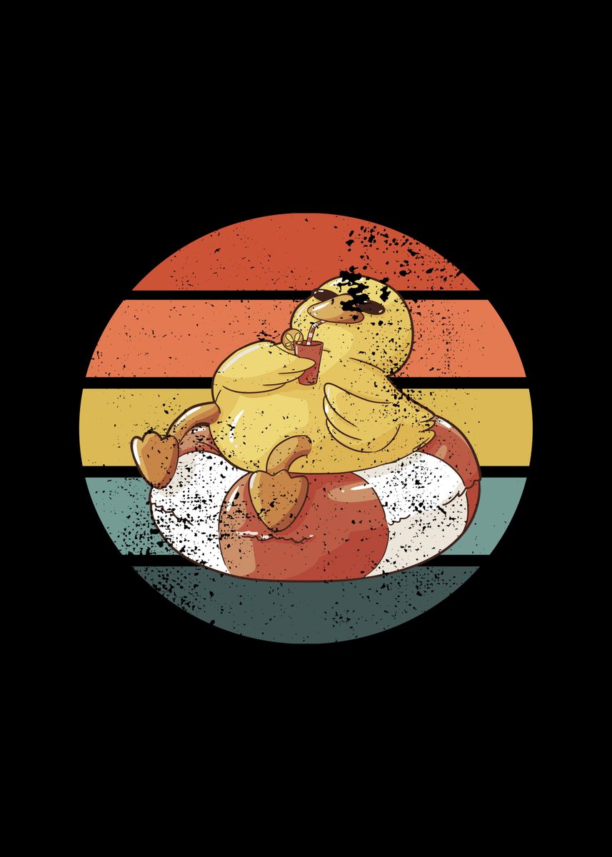 'Holiday Duck Retro' Poster, picture, metal print, paint by Shiva121 ...