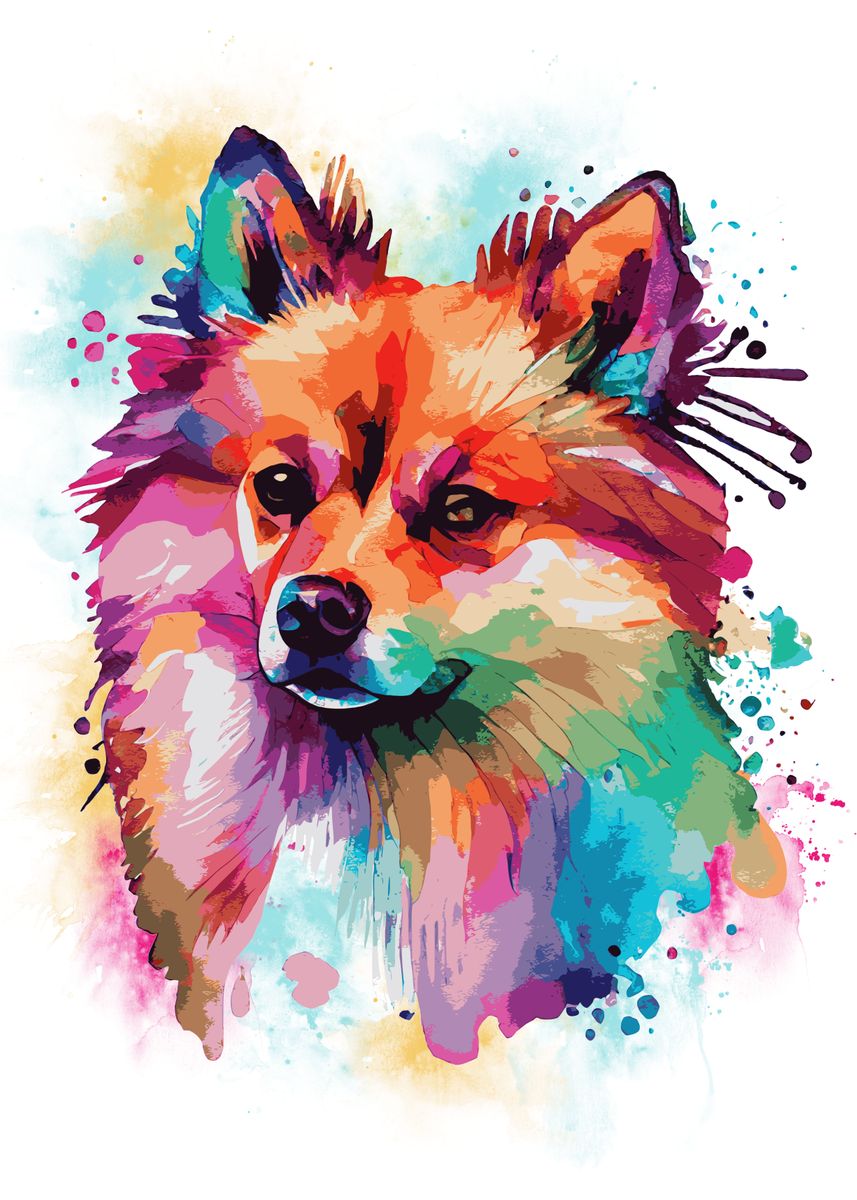 'Watercolor Spitz Painting' Poster, picture, metal print, paint by ...