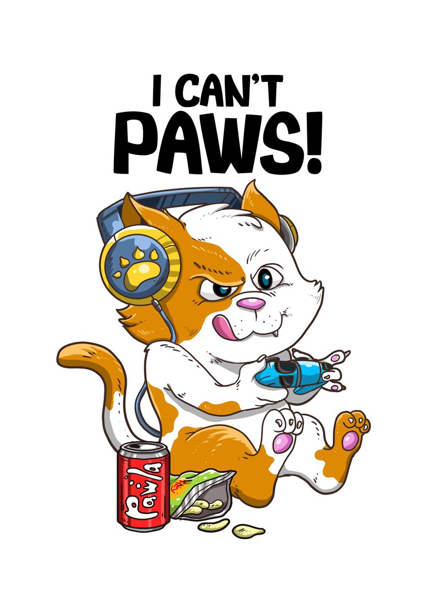 'Funny Cat Gaming Kids Boys' Poster by Abderrazek Boumendjel | Displate