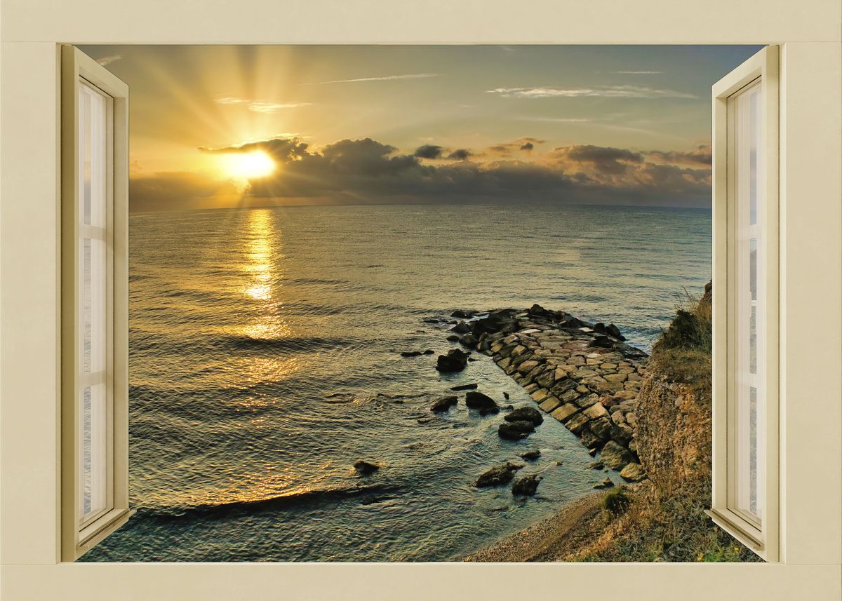 'Open window sea view' Poster by Vicen | Displate