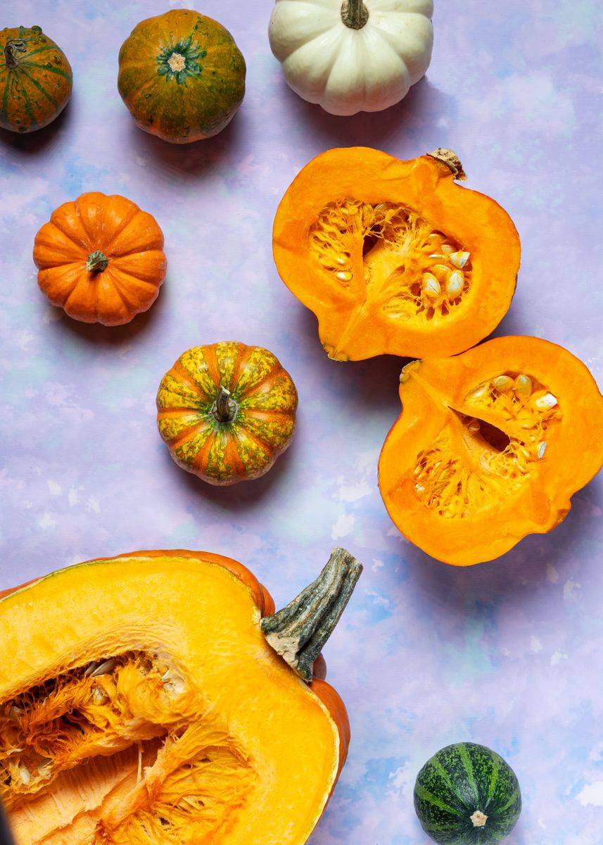 'Pumpkins' Poster, picture, metal print, paint by Malwina Lewinska ...