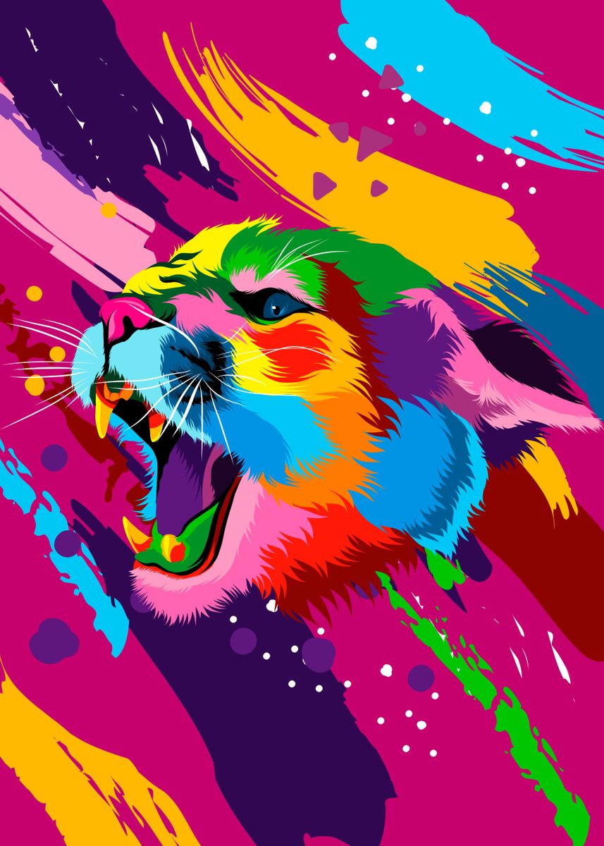 'Colorful Puma' Poster, picture, metal print, paint by Hasnaa Art ...