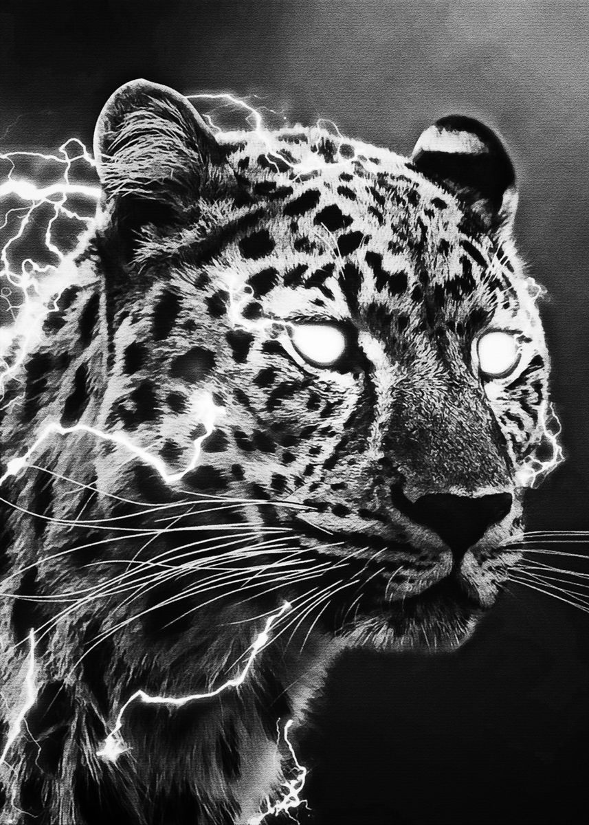 'Electric Leopard' Poster, picture, metal print, paint by Coffee Design ...