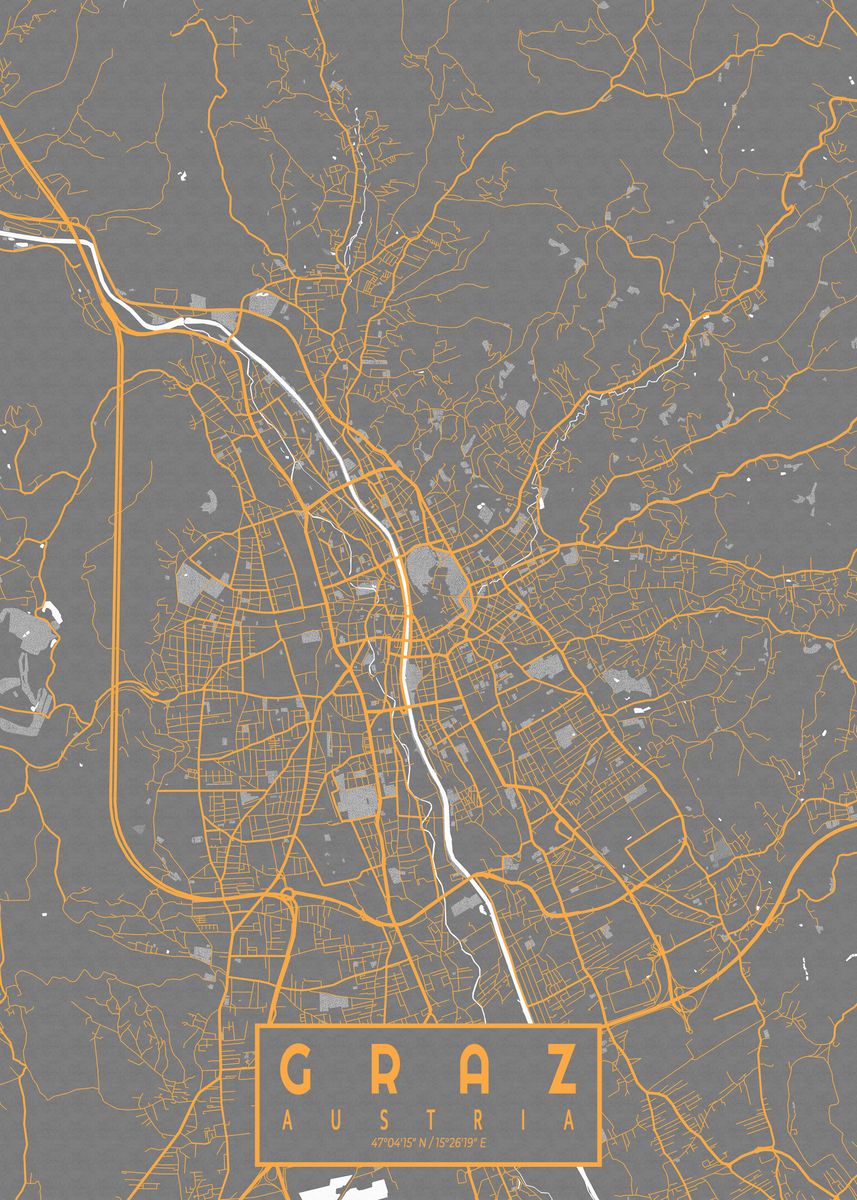 'Graz City Map Bauhaus' Poster by deMAP Studio | Displate