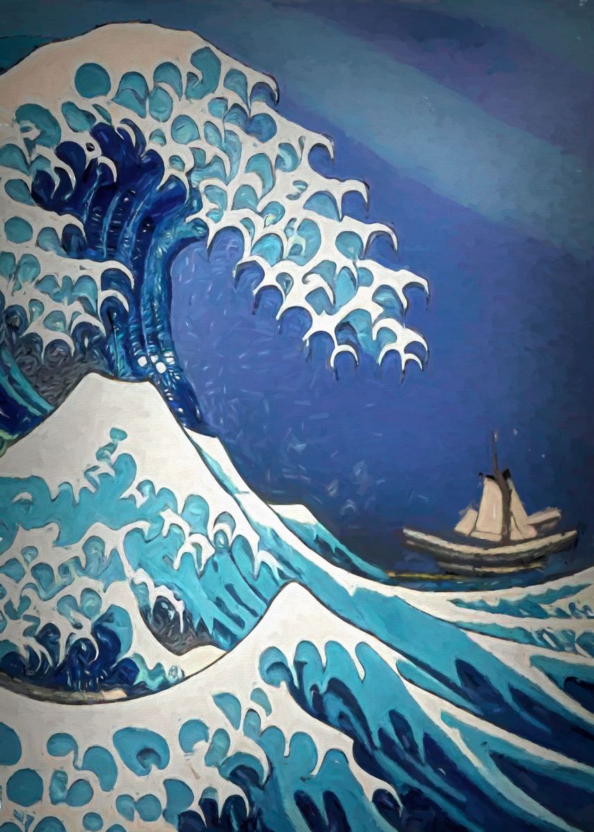 'Japan ocean wave' Poster, picture, metal print, paint by Brian Vegas ...