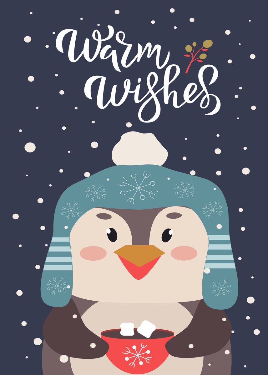 'Cute penguin Xmas' Poster, picture, metal print, paint by Eli Cassin ...