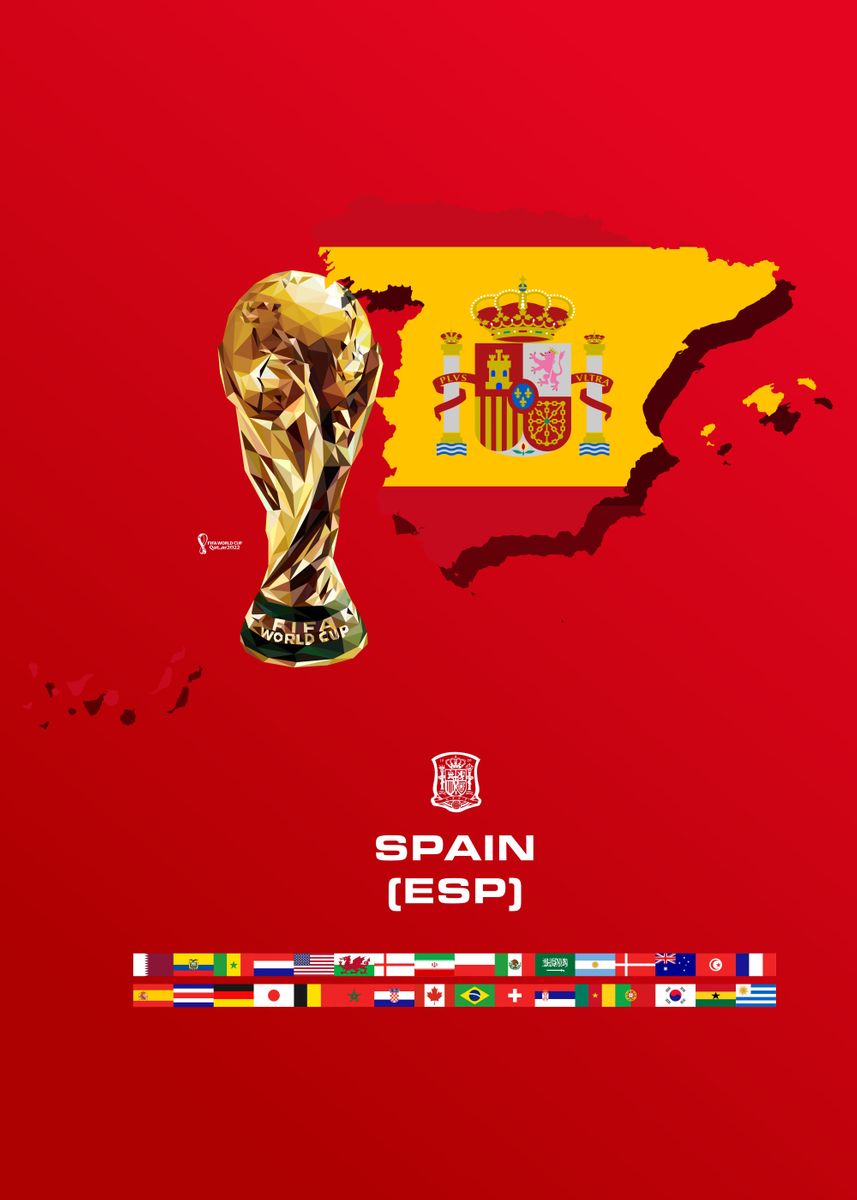 'maps world cup spain' Poster, picture, metal print, paint by Most ...