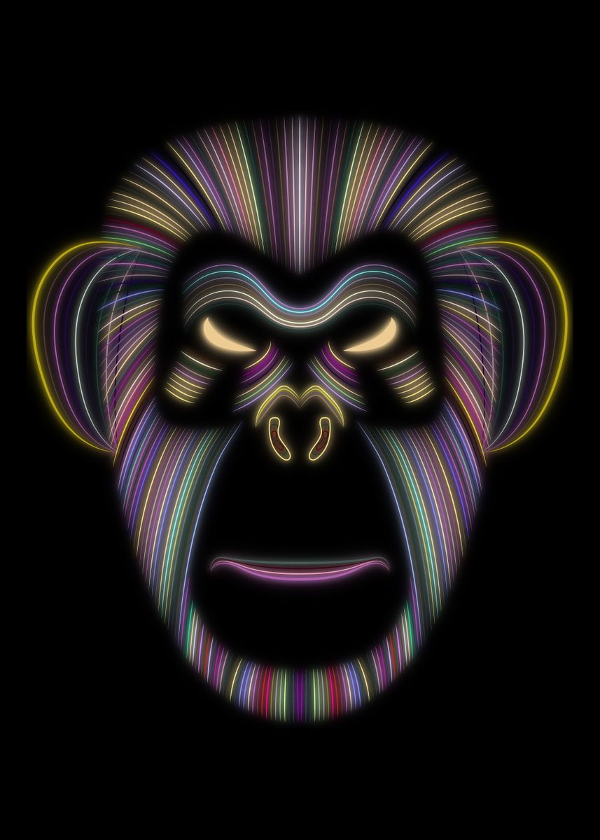 'APE' Poster, picture, metal print, paint by One Line Artist | Displate