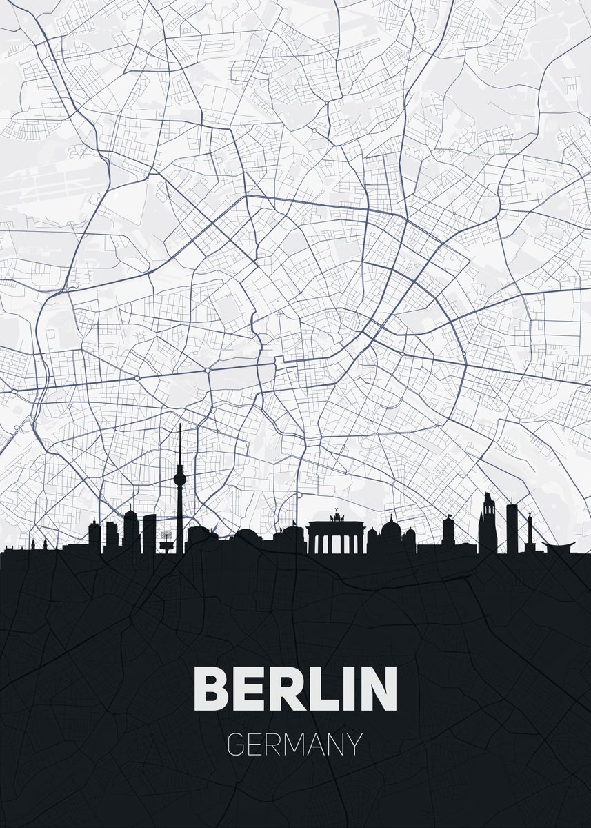'Berlin City Map' Poster, picture, metal print, paint by crbn design ...