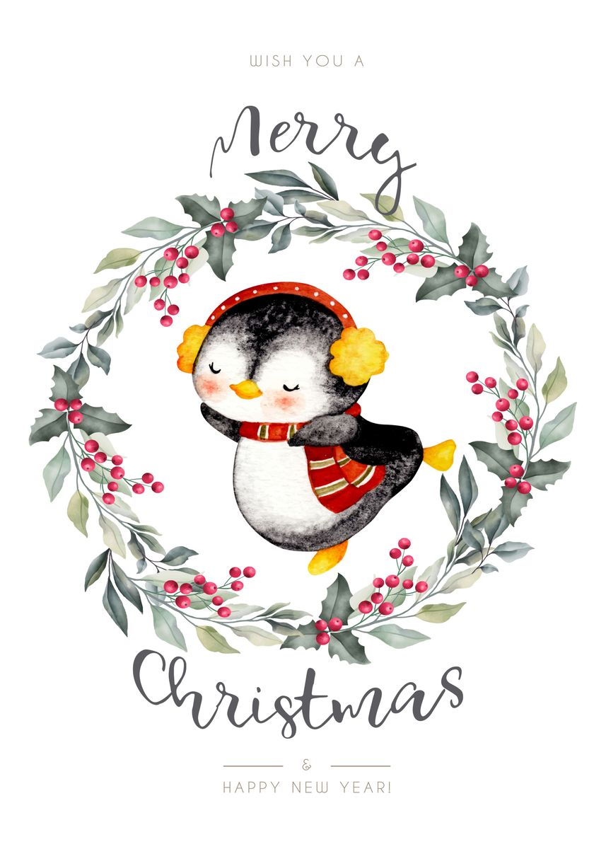 'Cute penguin Xmas' Poster, picture, metal print, paint by Phan Van Hai ...