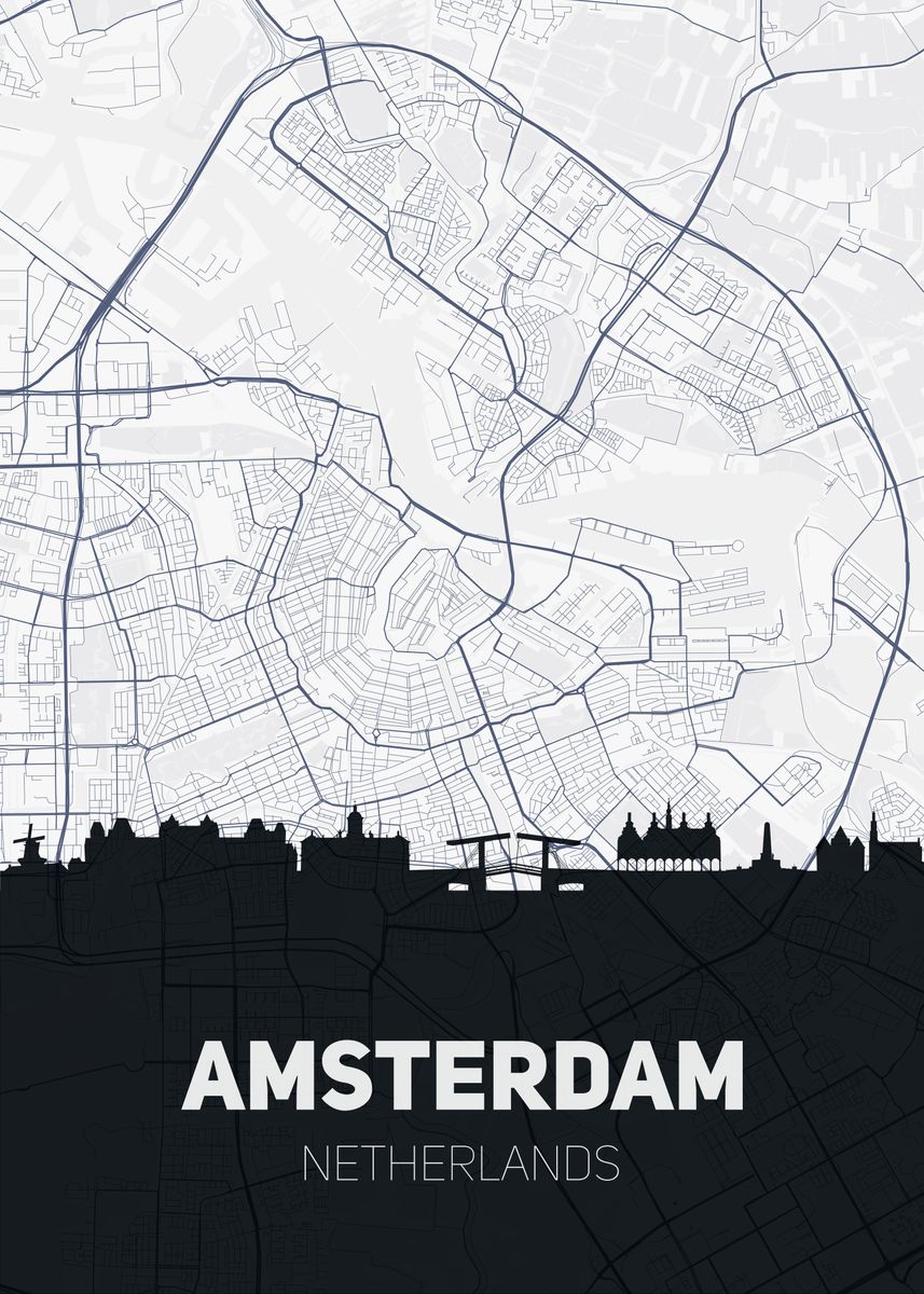 'Amsterdam City Map' Poster, picture, metal print, paint by crbn design ...