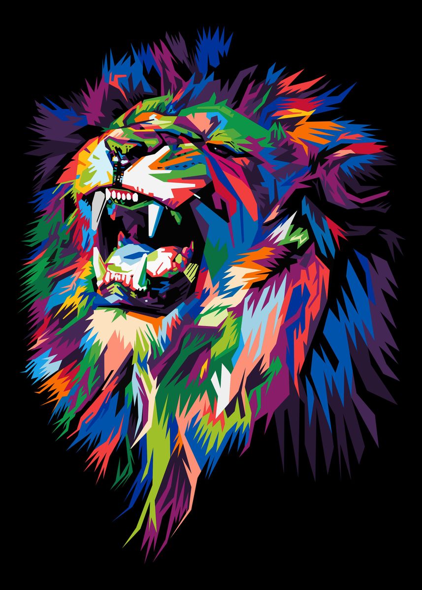 'Colorful lion head' Poster, picture, metal print, paint by Le Duc Hiep ...