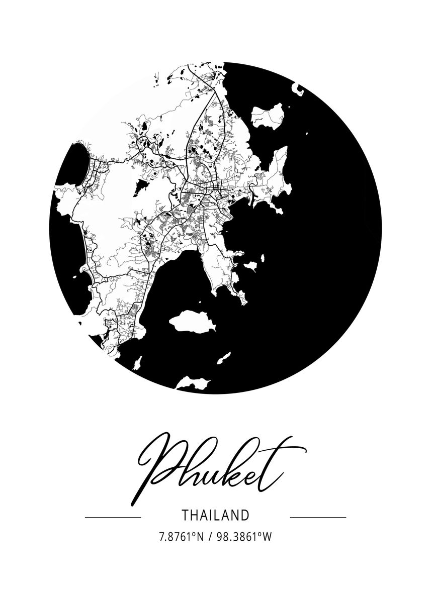 'Phuket City Map' Poster by Nae | Displate
