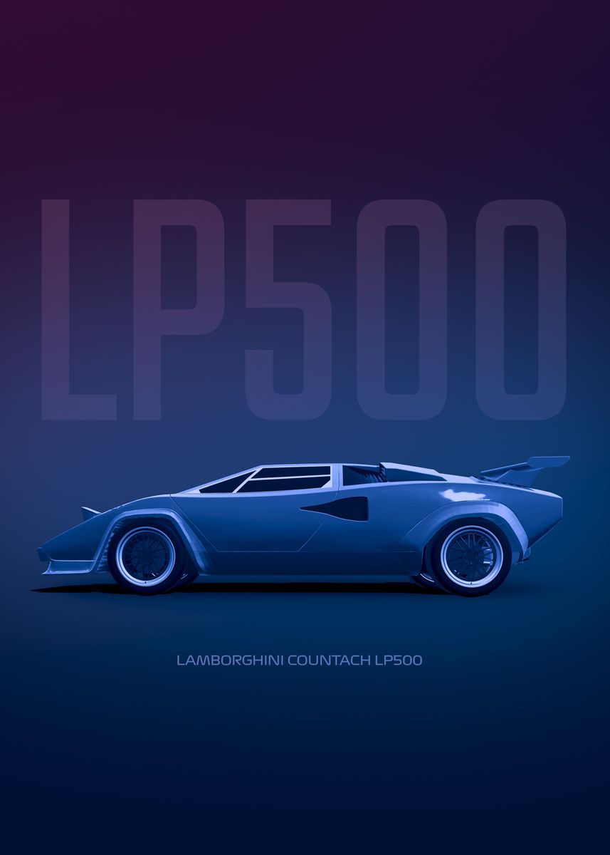 'Lamborghini Countach LP500' Poster, picture, metal print, paint by ...