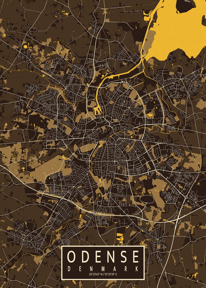 'Odense City Map Pastel' Poster by deMAP Studio | Displate