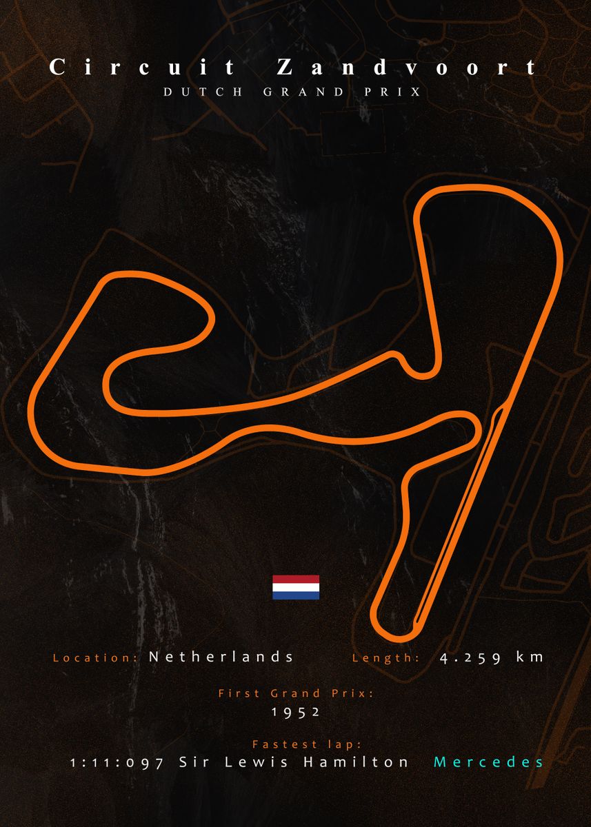 'Zandvoort F1 Track Maps' Poster, picture, metal print, paint by Vineet ...
