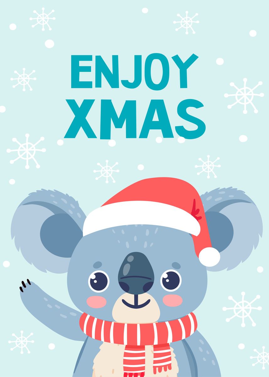 'Cute Koala christmas' Poster, picture, metal print, paint by minh ha ...